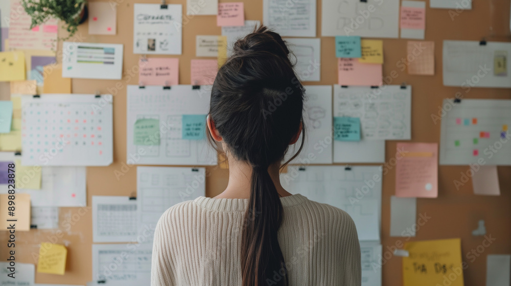 Highlight our smart office scheduling software, with an Asian girl ...