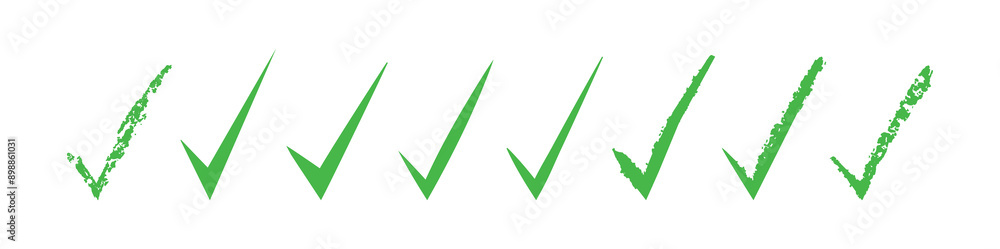 Set of green check marks on a white background. Green tick. Isolated ...