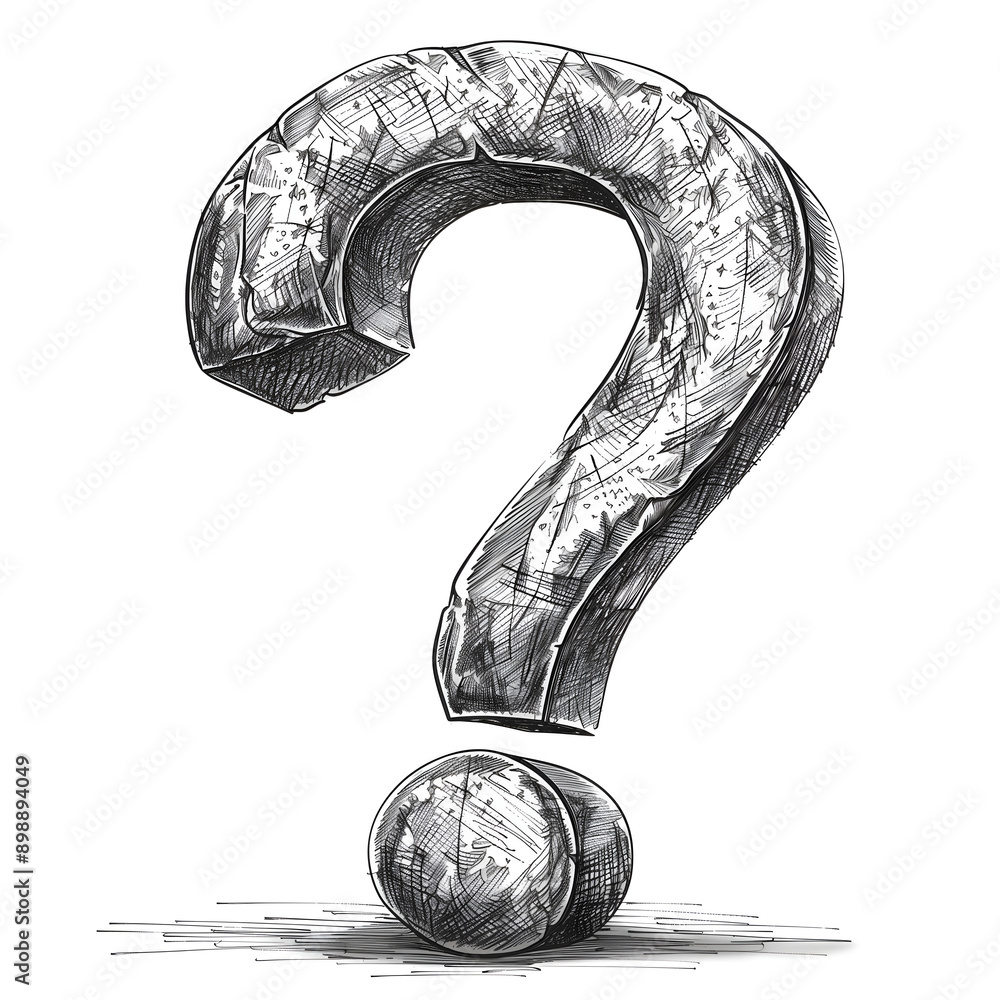 ketch of a question mark, showcasing intricate shading and cross ...