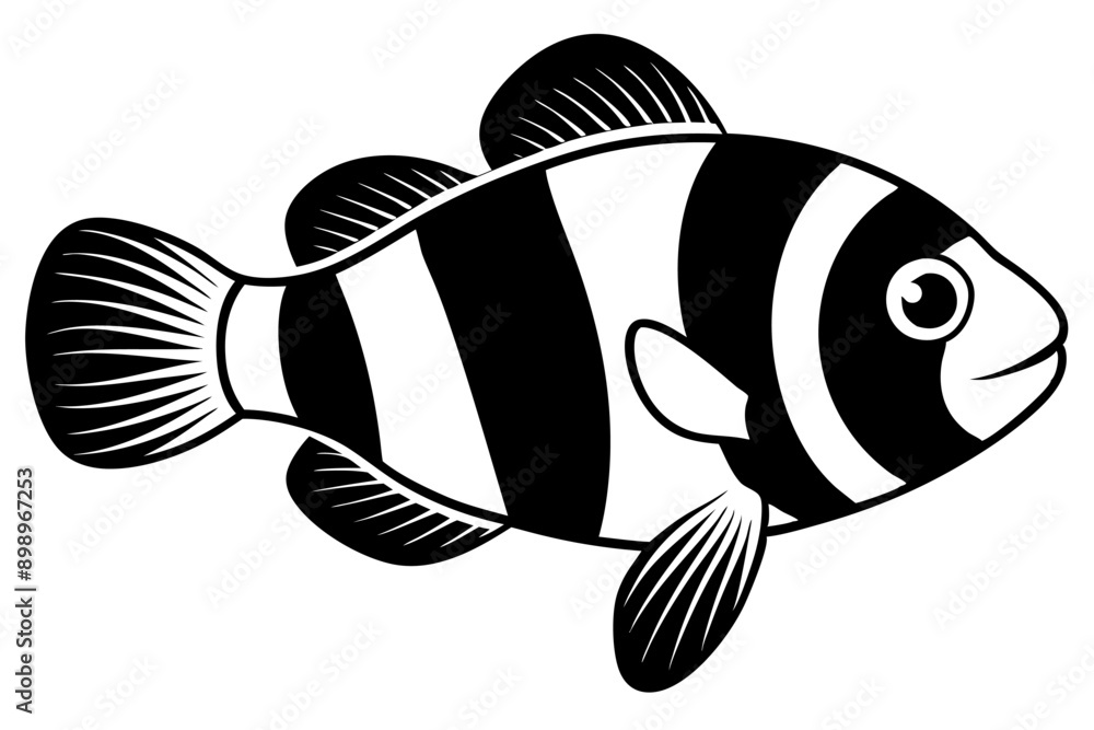 Funny Clownfish Vector Illustration Cartoon Clipart And Line Art Design ...