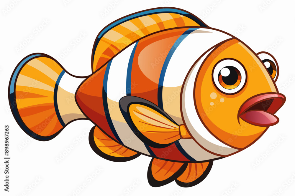 Funny Clownfish Vector Illustration Cartoon Clipart And Line Art Design ...