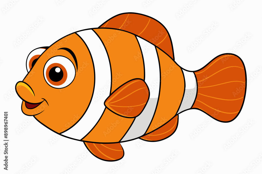 Funny Clownfish Vector Illustration Cartoon Clipart And Line Art Design ...