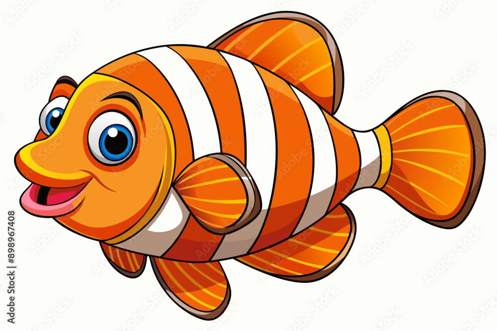Funny Clownfish Vector Illustration Cartoon Clipart And Line Art Design ...