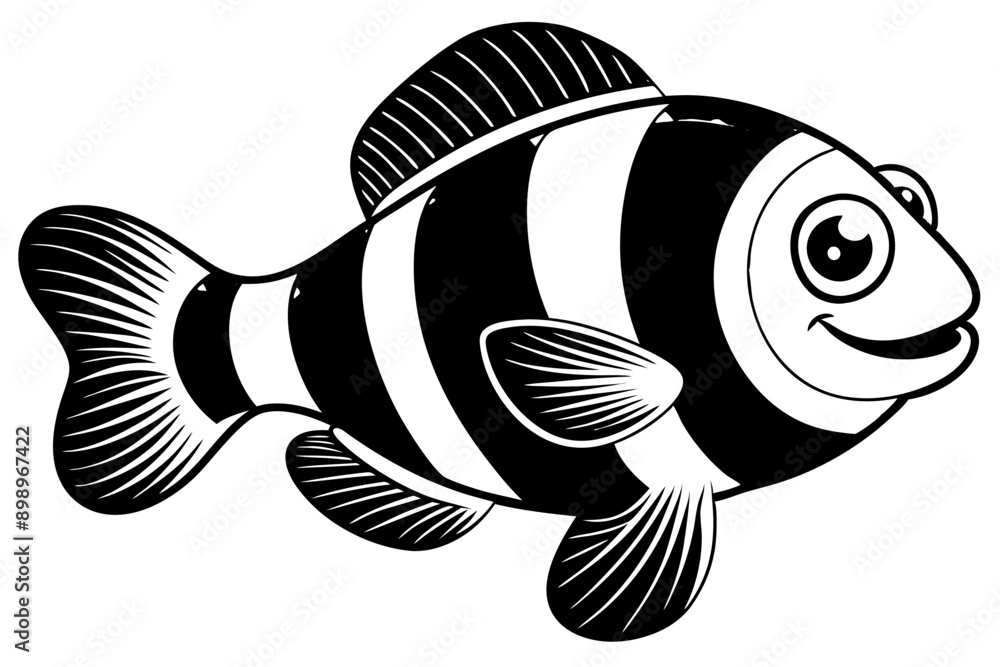 Funny Clownfish Vector Illustration Cartoon Clipart And Line Art Design ...