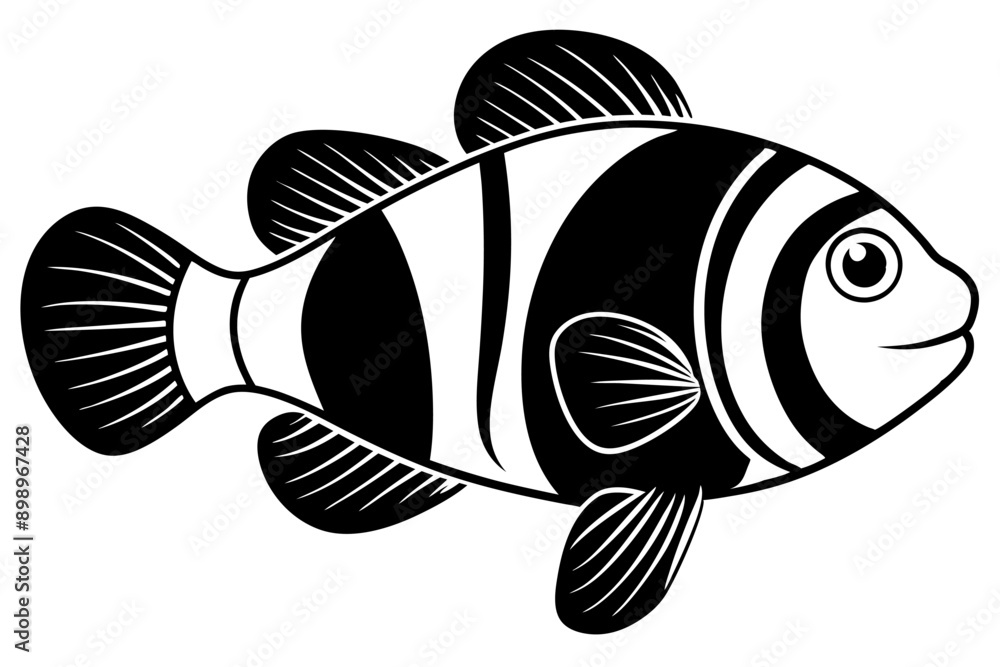 Funny Clownfish Vector Illustration Cartoon Clipart And Line Art Design ...