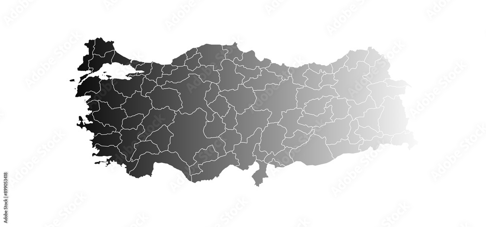 Turkey administrative map. states map of Türkiye with color, blank Map ...