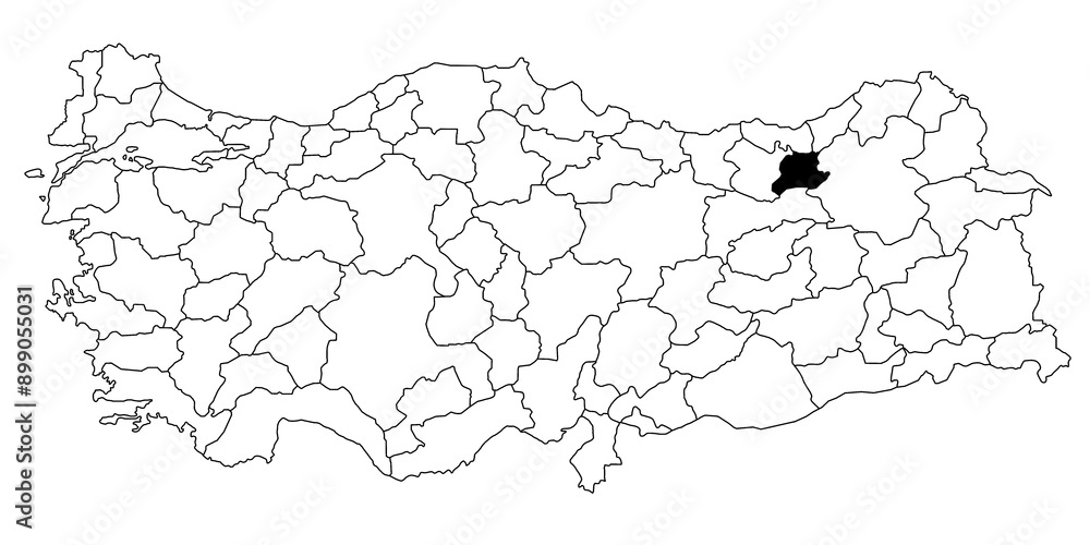 Map of bayburt ils province in Turkey country on white background ...