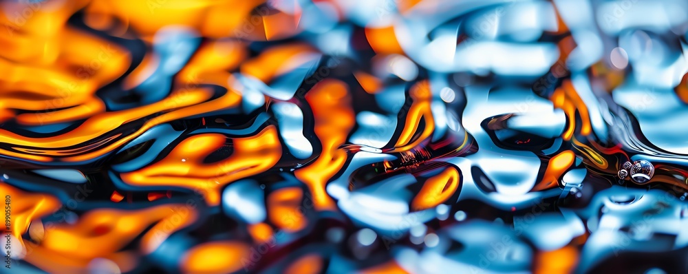 Surface tension patterns in oil and water, petroleum, natural science ...