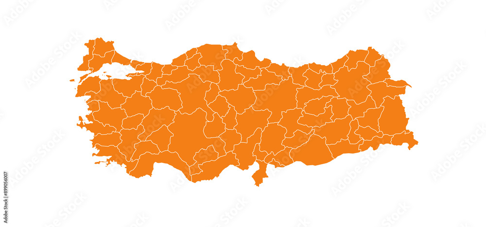 Turkey administrative map. states map of Türkiye with color, blank Map ...