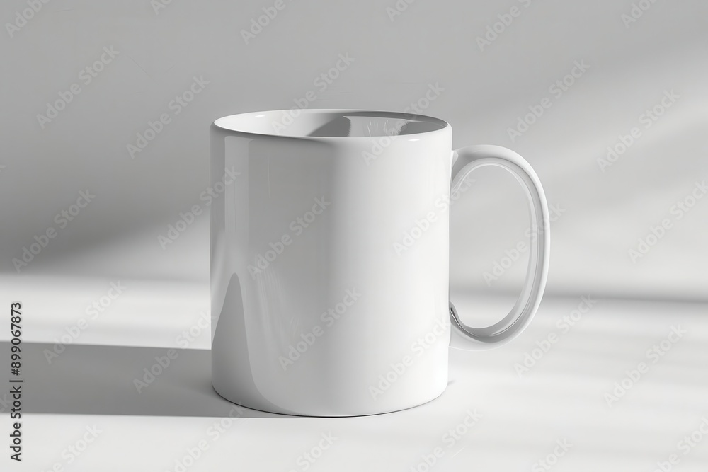 minimalist white ceramic mug on a light gray background clean lines and ...