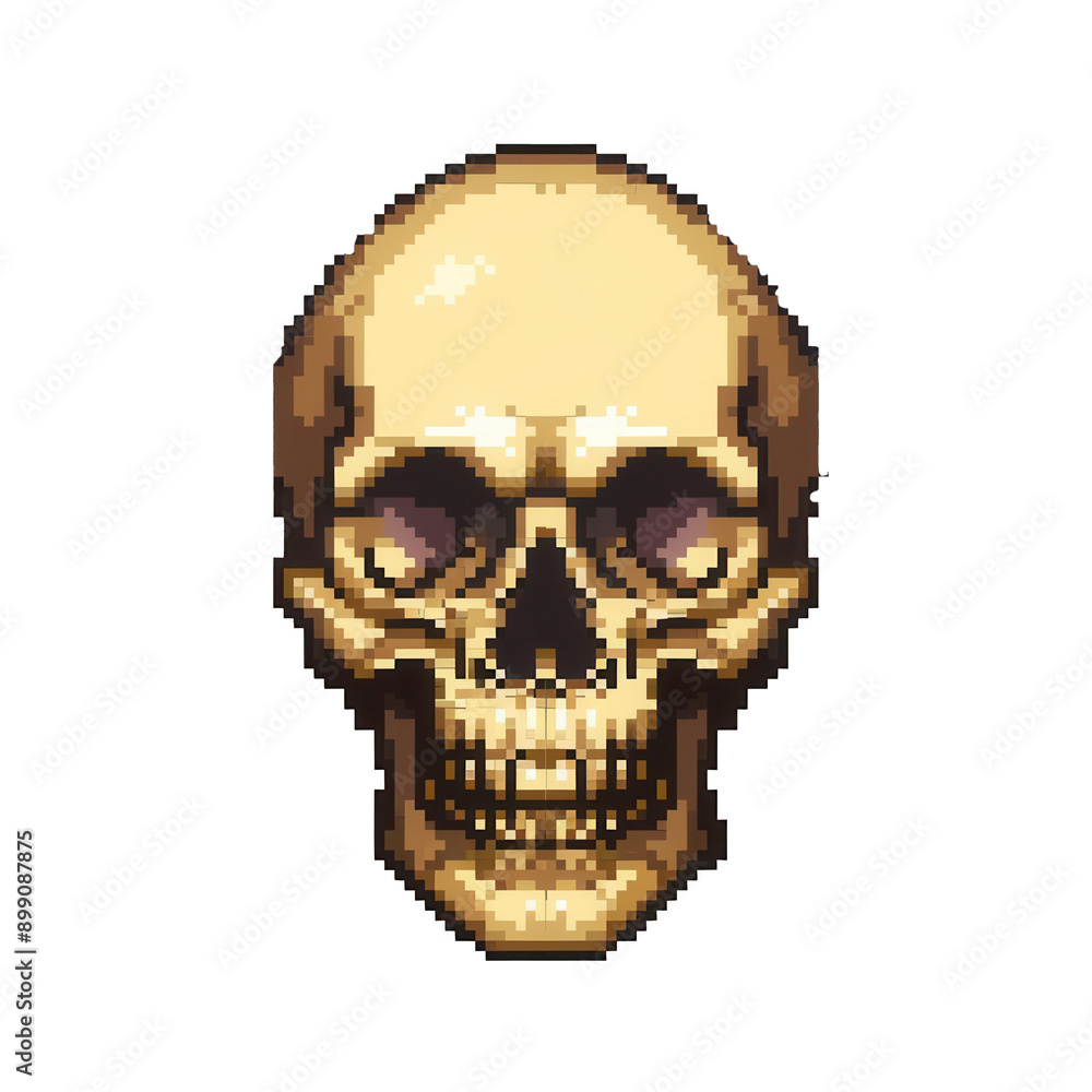 8-bit pixel art of a single skull on transparent background Stock ...