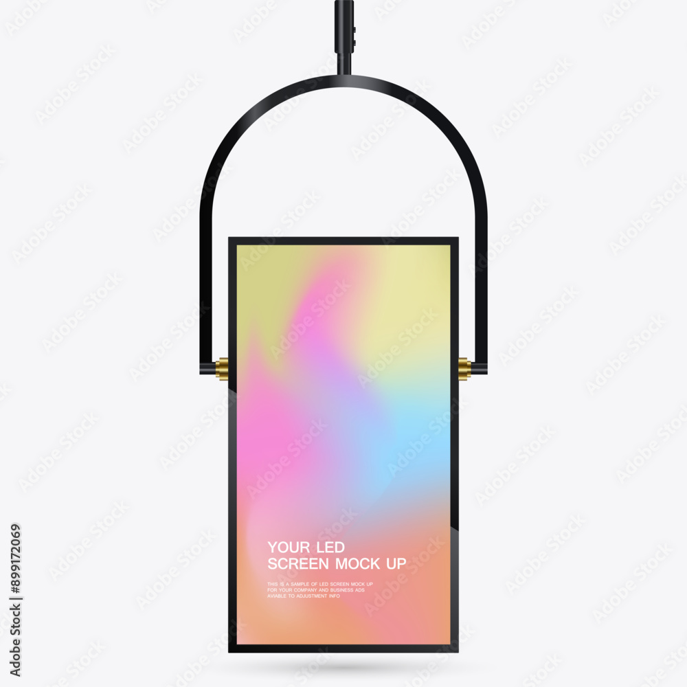 Realistic Hanging LED Screen Mockup in 3Ds. LED screen light box ...