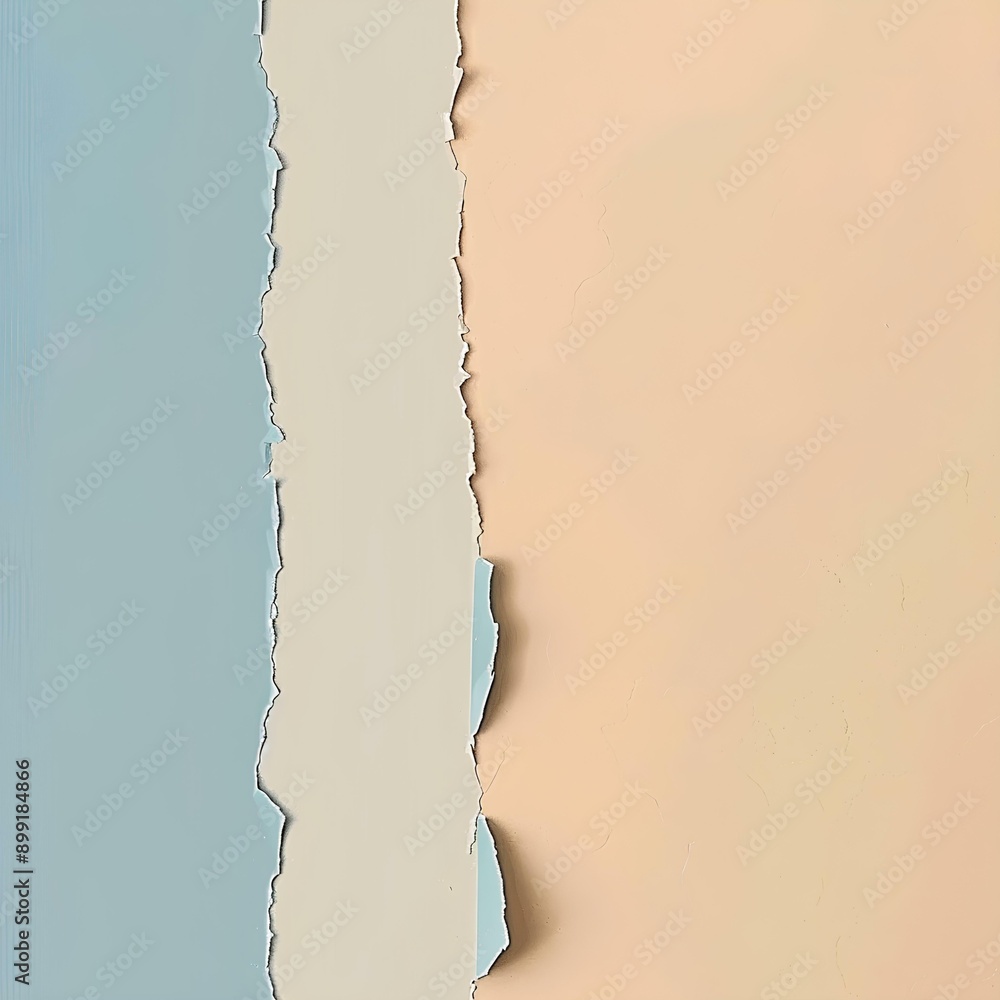 piece of paper with a torn edge in the lower right corner on a pastel ...