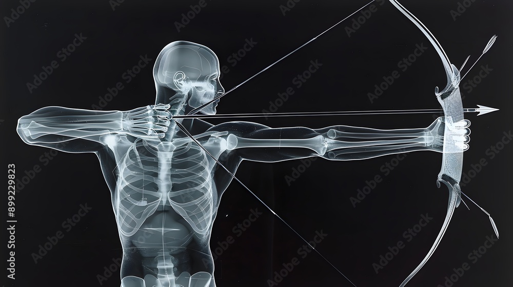 X-Ray of an Archer Drawing a Bow: An x-ray image of an archer’s arm and ...