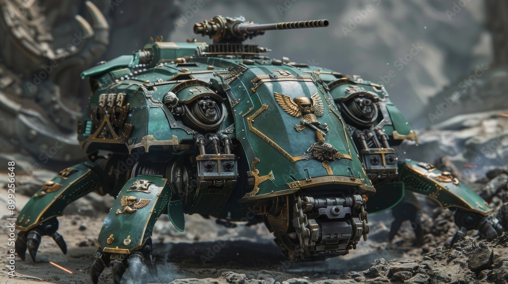 Space marine armored tank designed with crab elements, such as claws ...