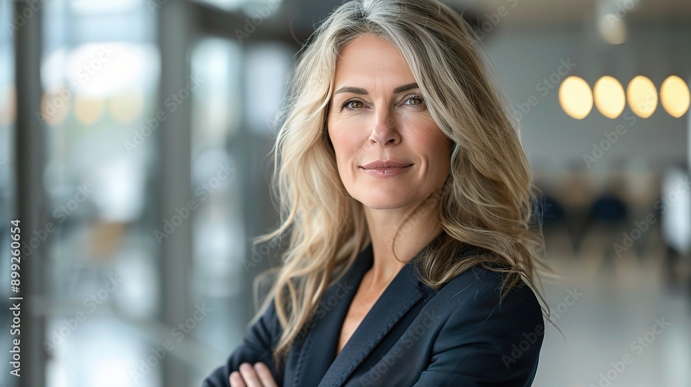 Confident and Composed: A professional woman in a sleek suit exudes ...