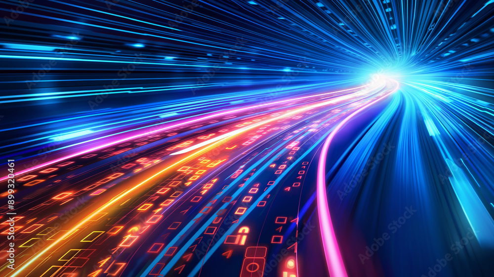 Technology background of binary code vortex. Digital data flow with ...