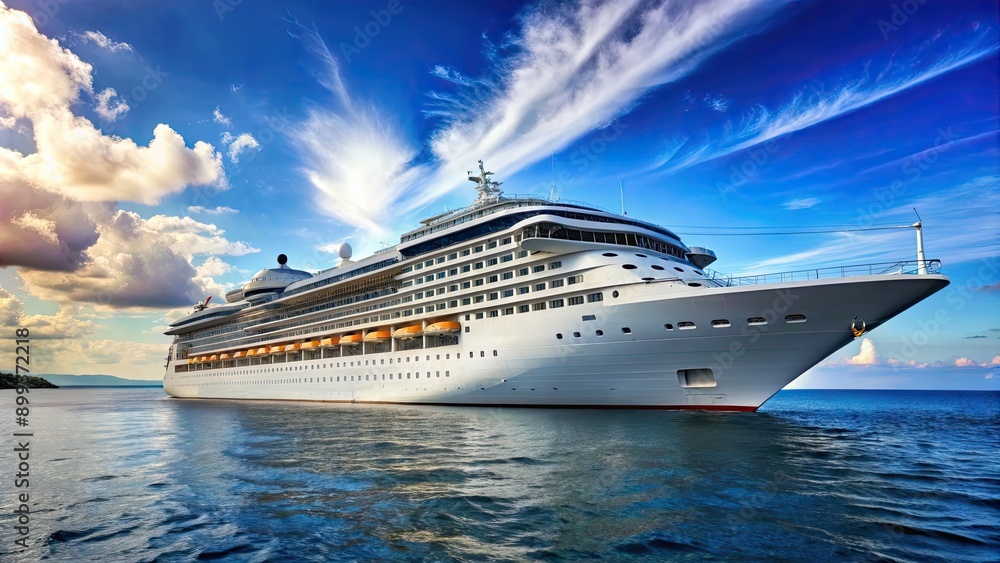 Side view of the bow section of a large luxury cruise ship, cruise ship ...