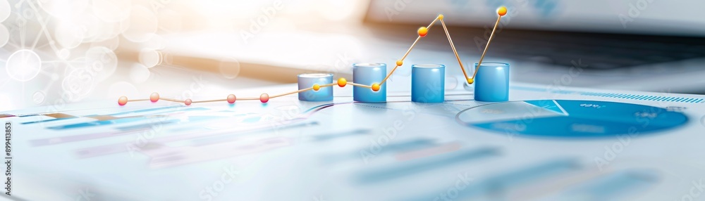 High-tech design with SEO graphs in primary colors, representing ...