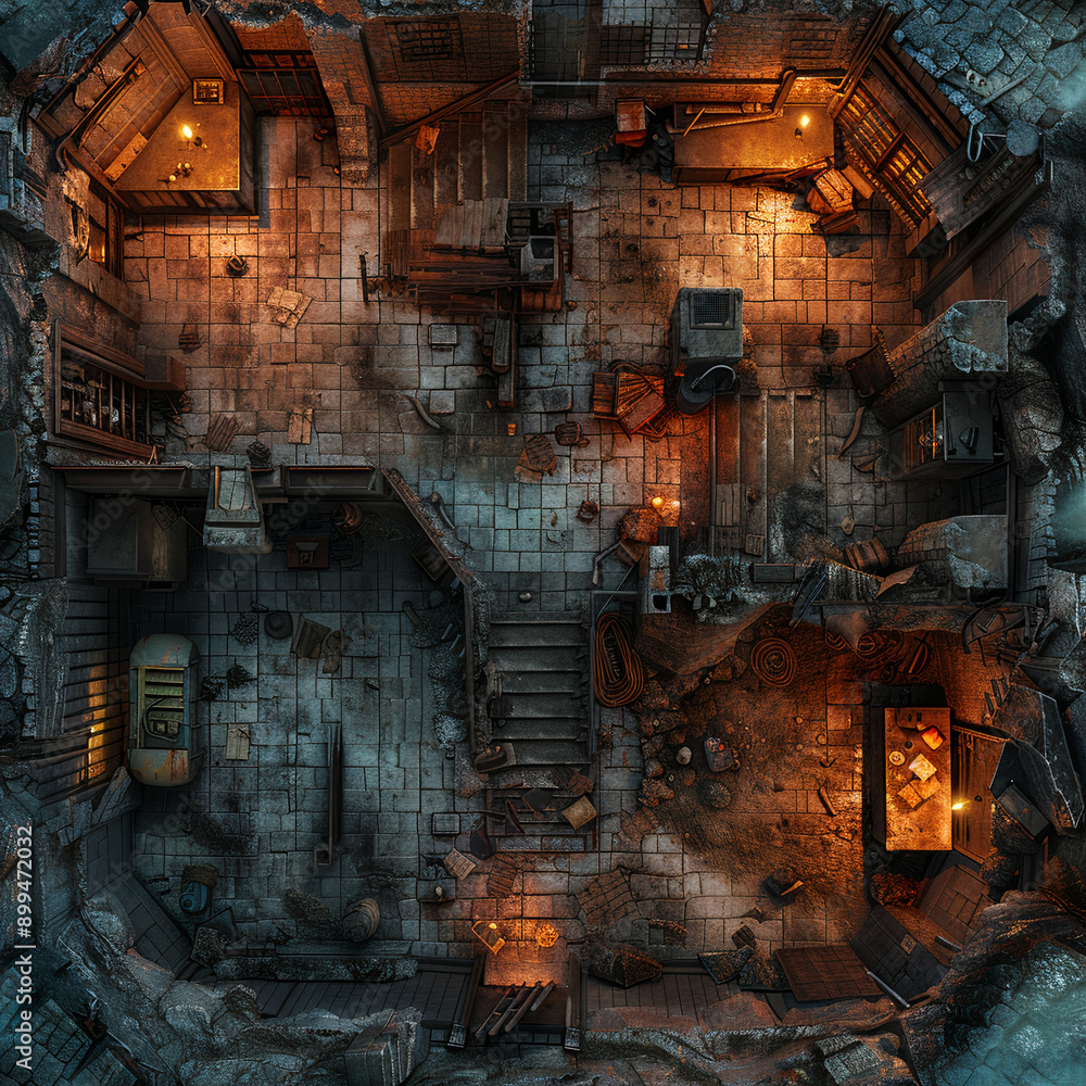 Ilustración de Stock Post Apocalyptic Battle Map for RPG ,Map for ...