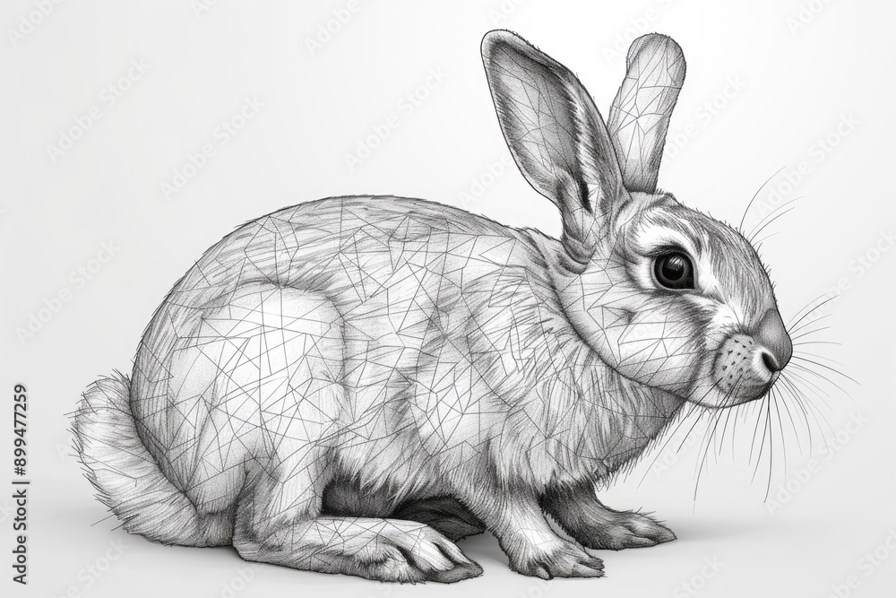 Continuous line drawing of rabbit in vector illustration. Stock ...