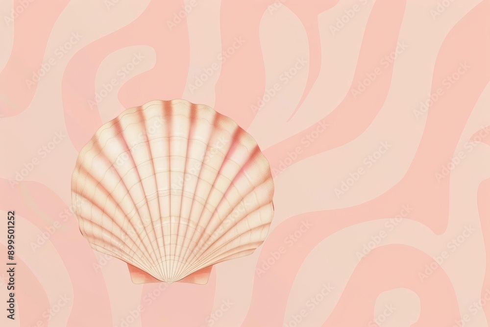 Top-down view of an assortment of stylized sea shells in a harmonious ...