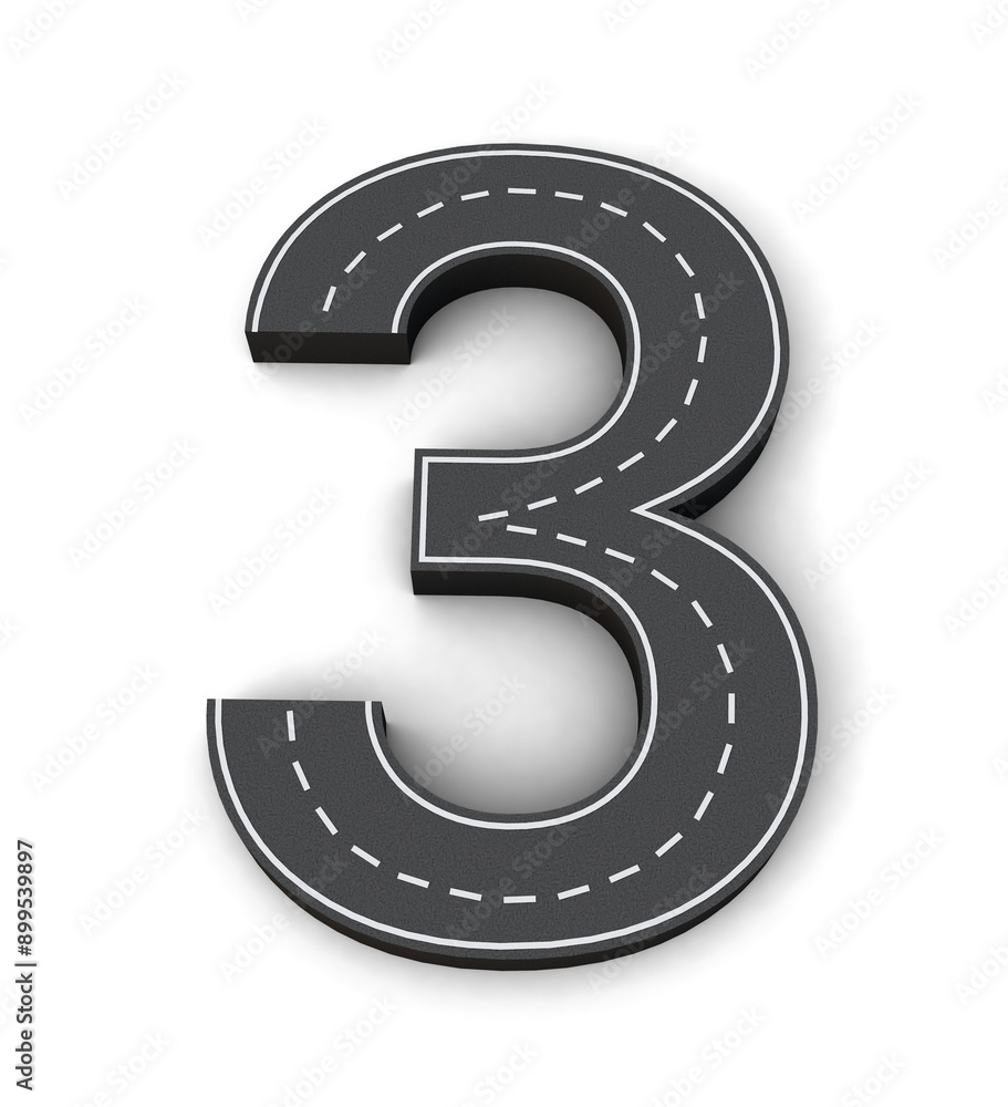 Number 3 Road 3d top view png. Road Uppercase letters. Road Style ...