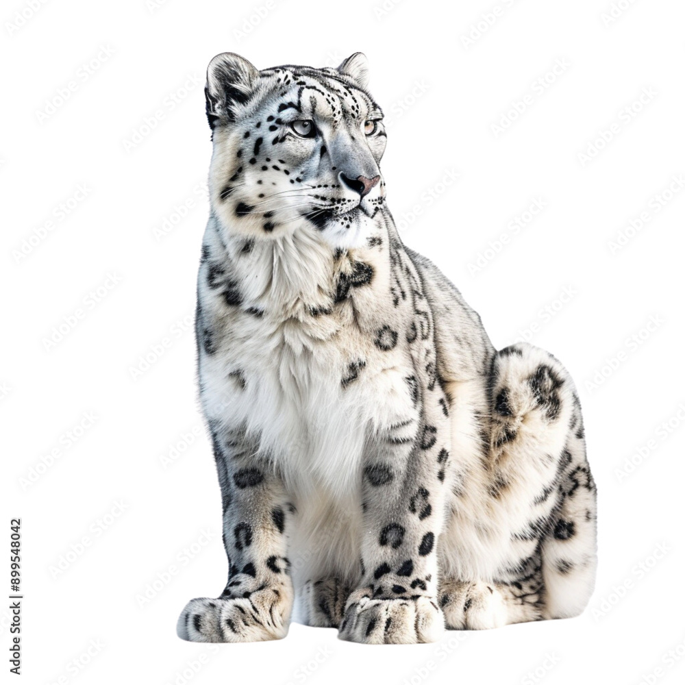 Snow Leopard, isolated, transparent background, white background, no ...