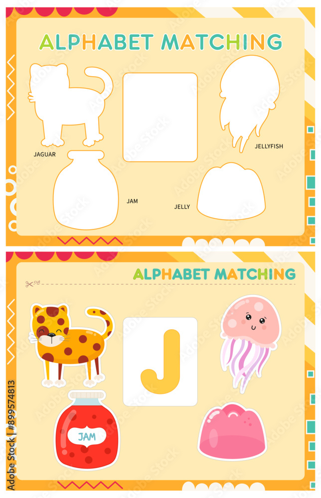 My first busy book – learning alphabet. Cut letter J and pictures ...