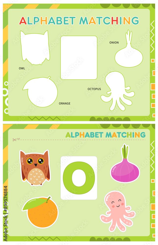 My first busy book – learning alphabet. Cut letter O and pictures ...
