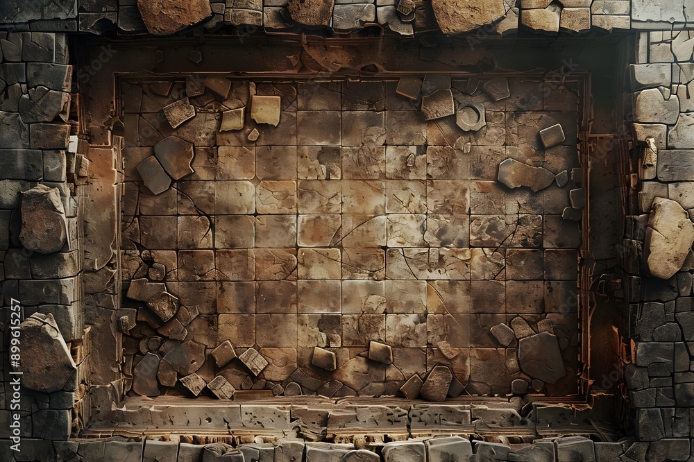 Dungeons and Dragons. A tabletop rpg map in orthographic top down style depicting the interior ...