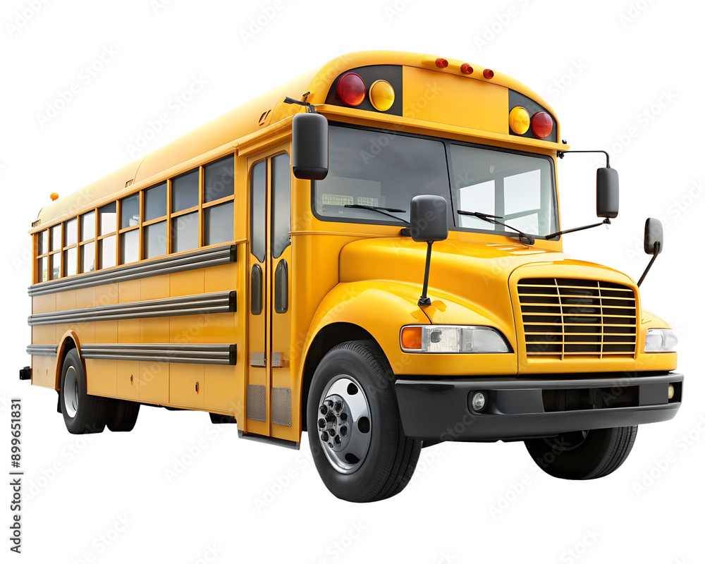 Yellow school bus isolated on white transparent background, png element ...