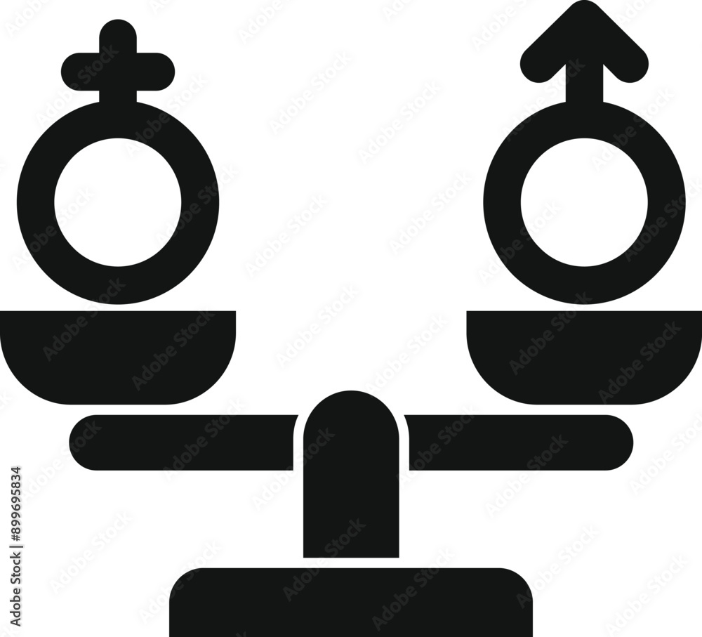 Simple icon illustrating the concept of gender equality with male and ...