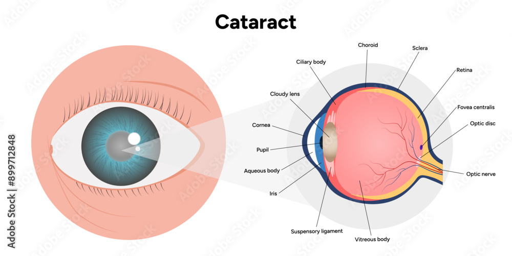 Cataracts vision disorder problem and human anatomy Stock Vector ...