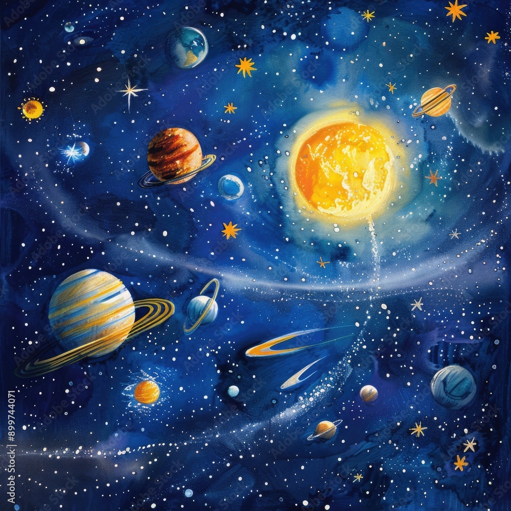 Kids Solar System. Exploring the Night Sky with Children - Moon, Stars ...