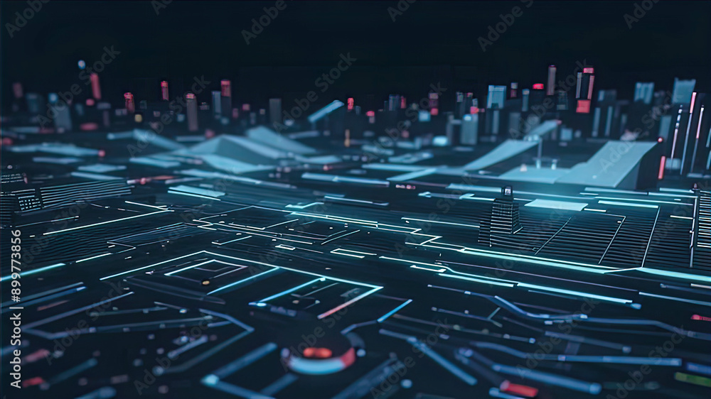 Abstract digital background with smooth lines and particles, ideal for ...