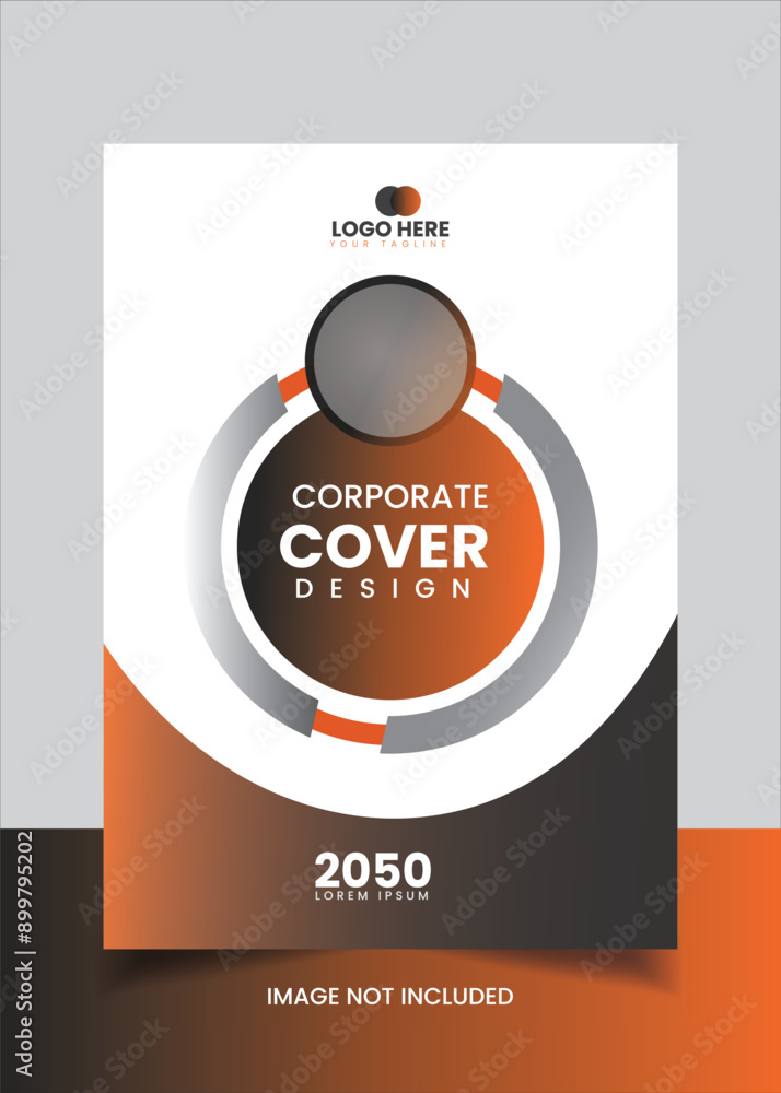 Abstract annual report white background A4 size book cover template for ...
