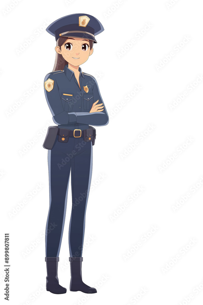 asian female police officer . Clipart PNG image . Transparent background . Cartoon vector style ...