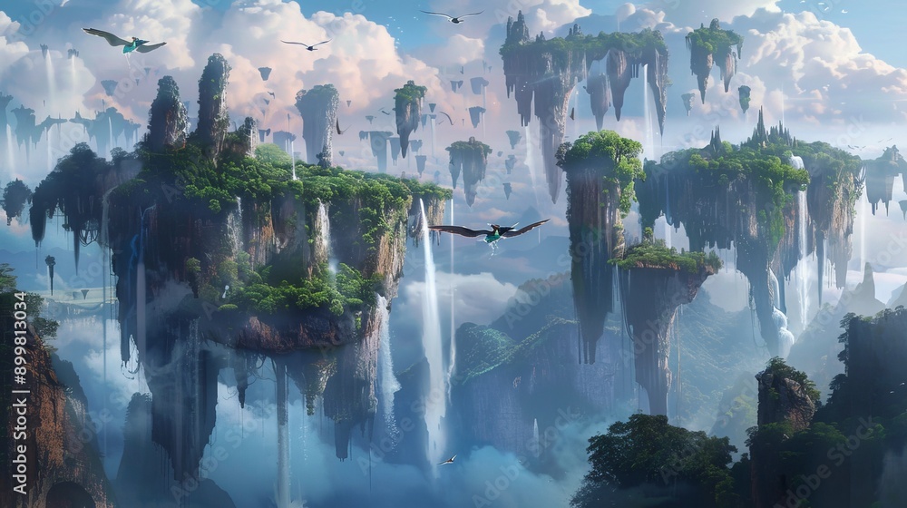 Breathtaking Alien Landscape with Floating Islands, Waterfalls, and ...