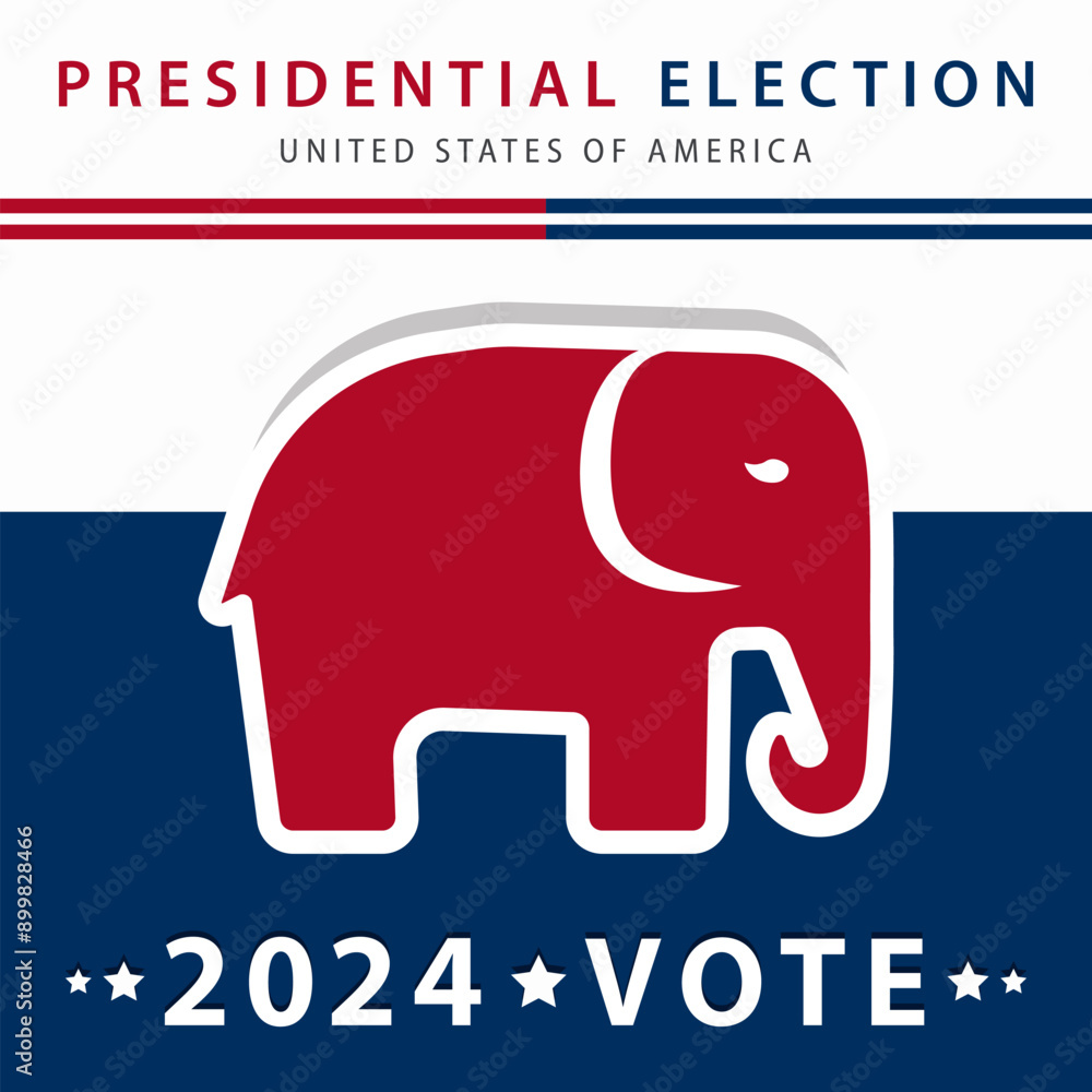 2024 USA Presidential Election poster with a red elephant, symbolizing ...