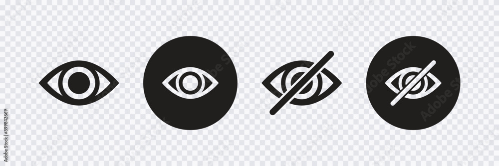 Hide and show password icons, Eyes open and closedvector icons in flat ...