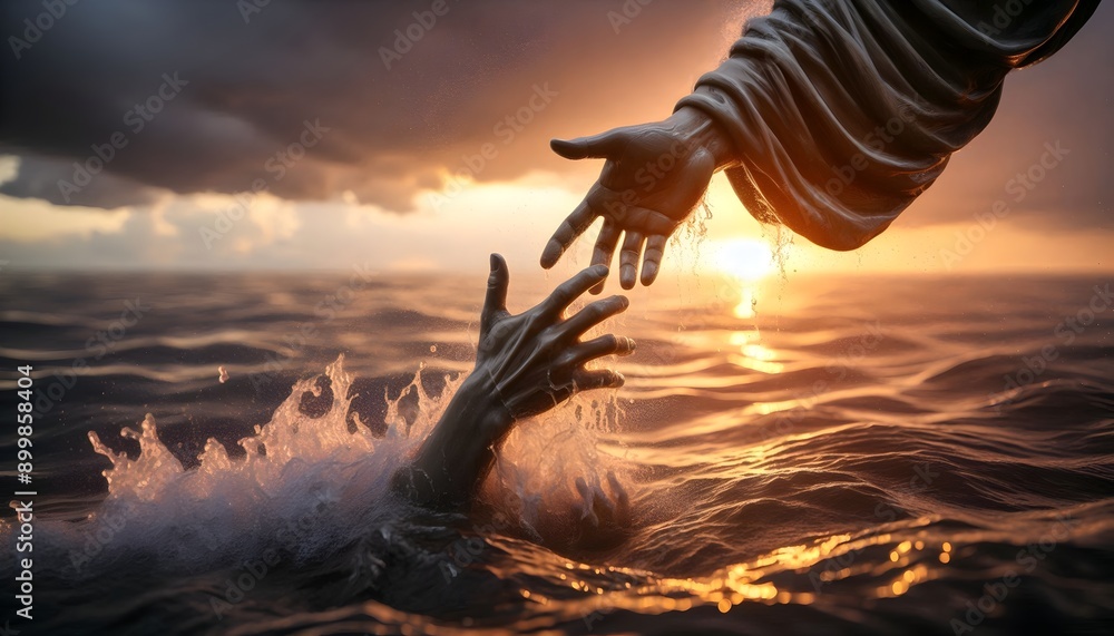 life saving miracle of Jesus Christ son of God saving Peter from ...