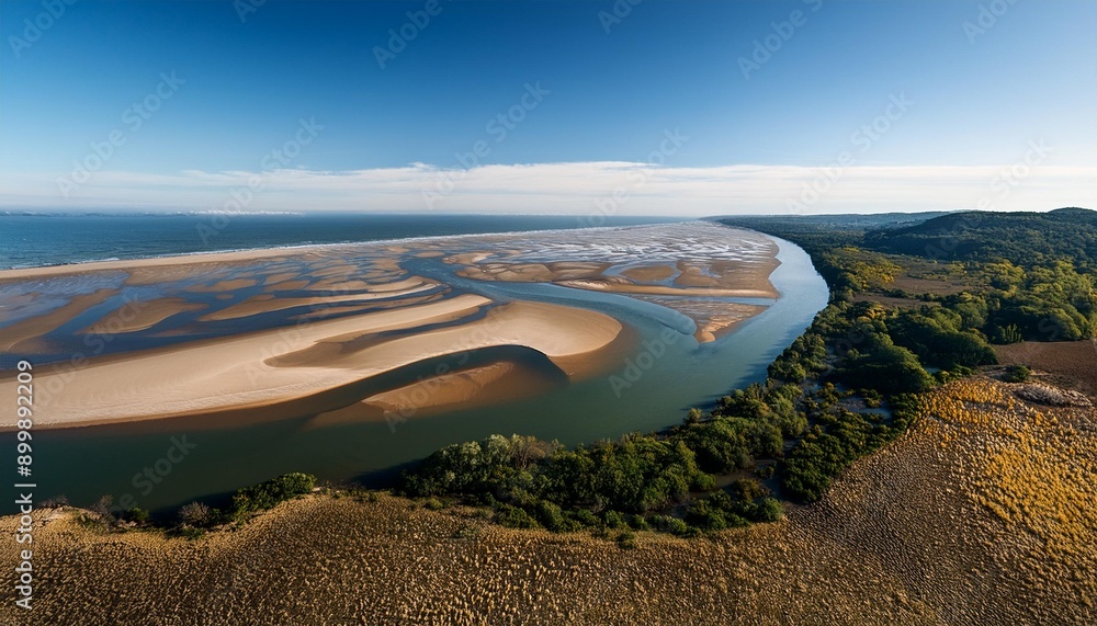 La desembocadura de un río, donde se forma un abanico de sedimentos y ...