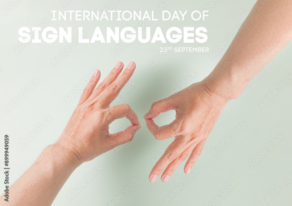 International Day Of Sign Languages concept with human hands making ...