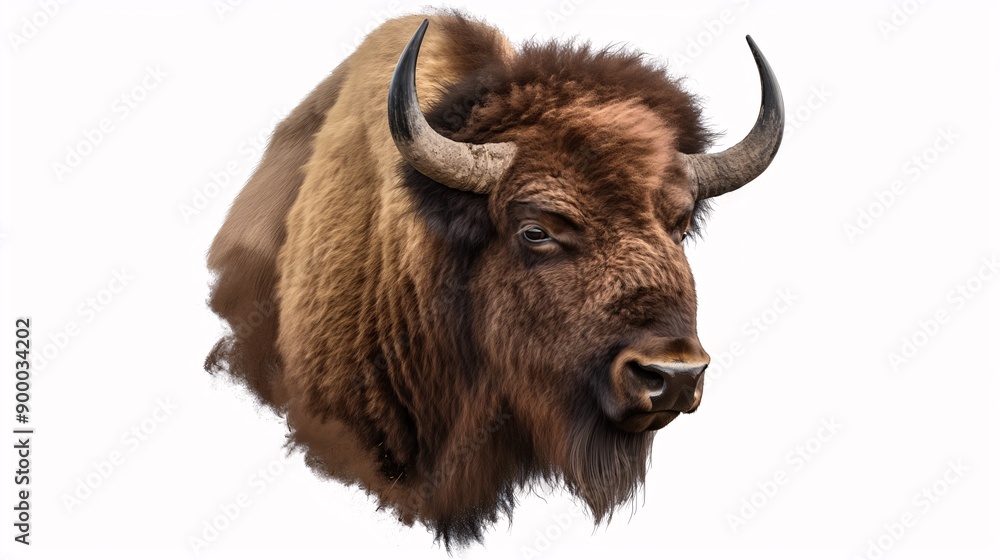 The American Bison: A majestic portrait of a bison's head, showcasing ...