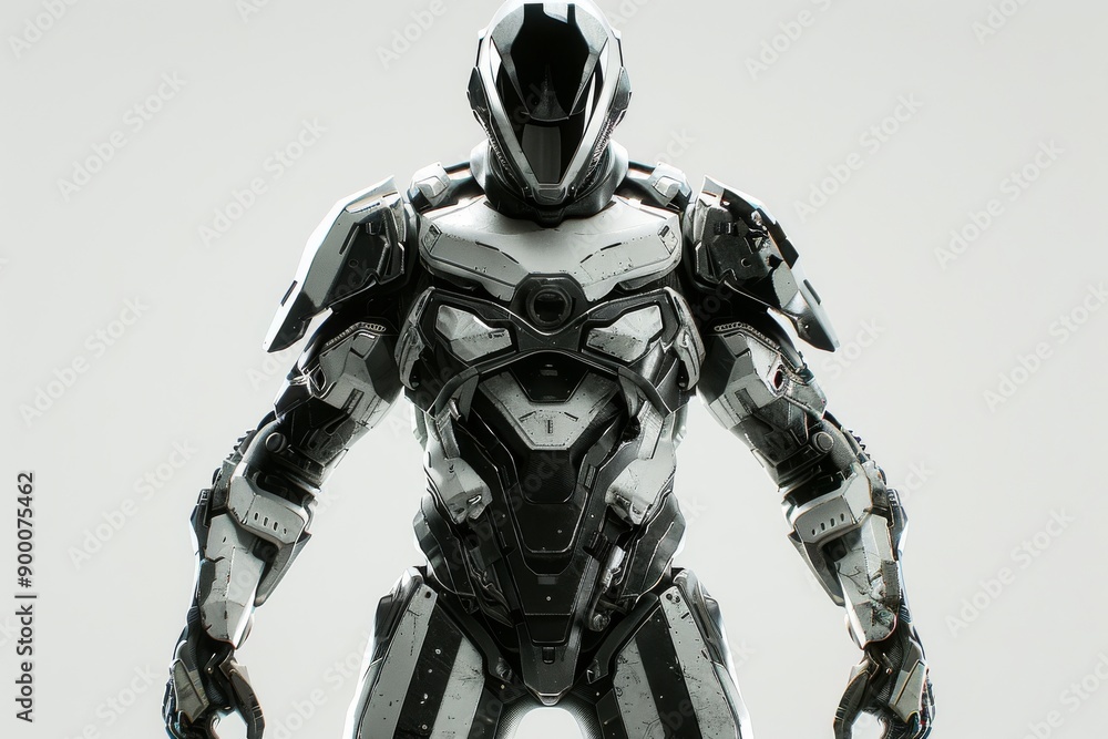 Powerful robotic warrior in a dramatic pose highlighting strength and ...