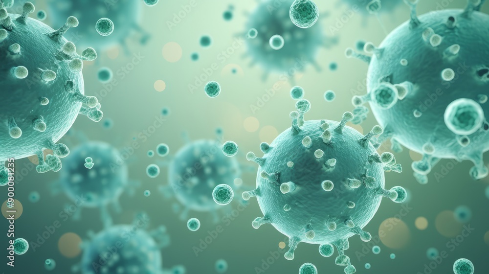 High-tech background featuring germs, viruses, and bacteria molecule ...