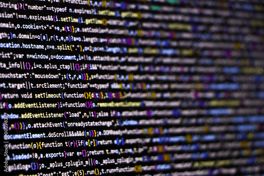 Software source code. Programming code. Programming code on computer ...