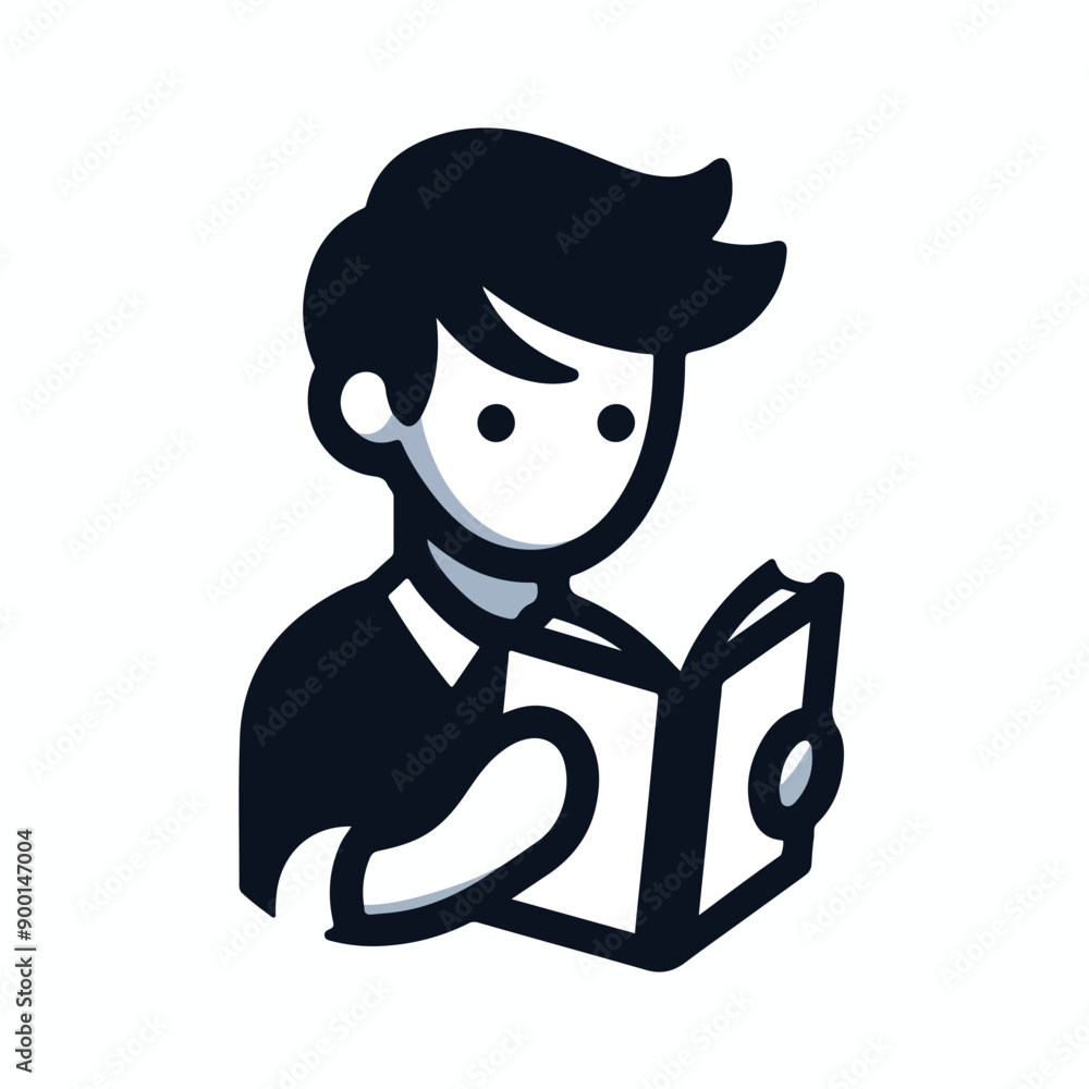 Student Reading - Cartoon Silhouette Vector Adobe Illustrator Artwork ...