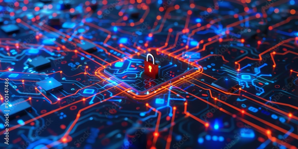 Visual representation of a digital firewall shielding networks from ...